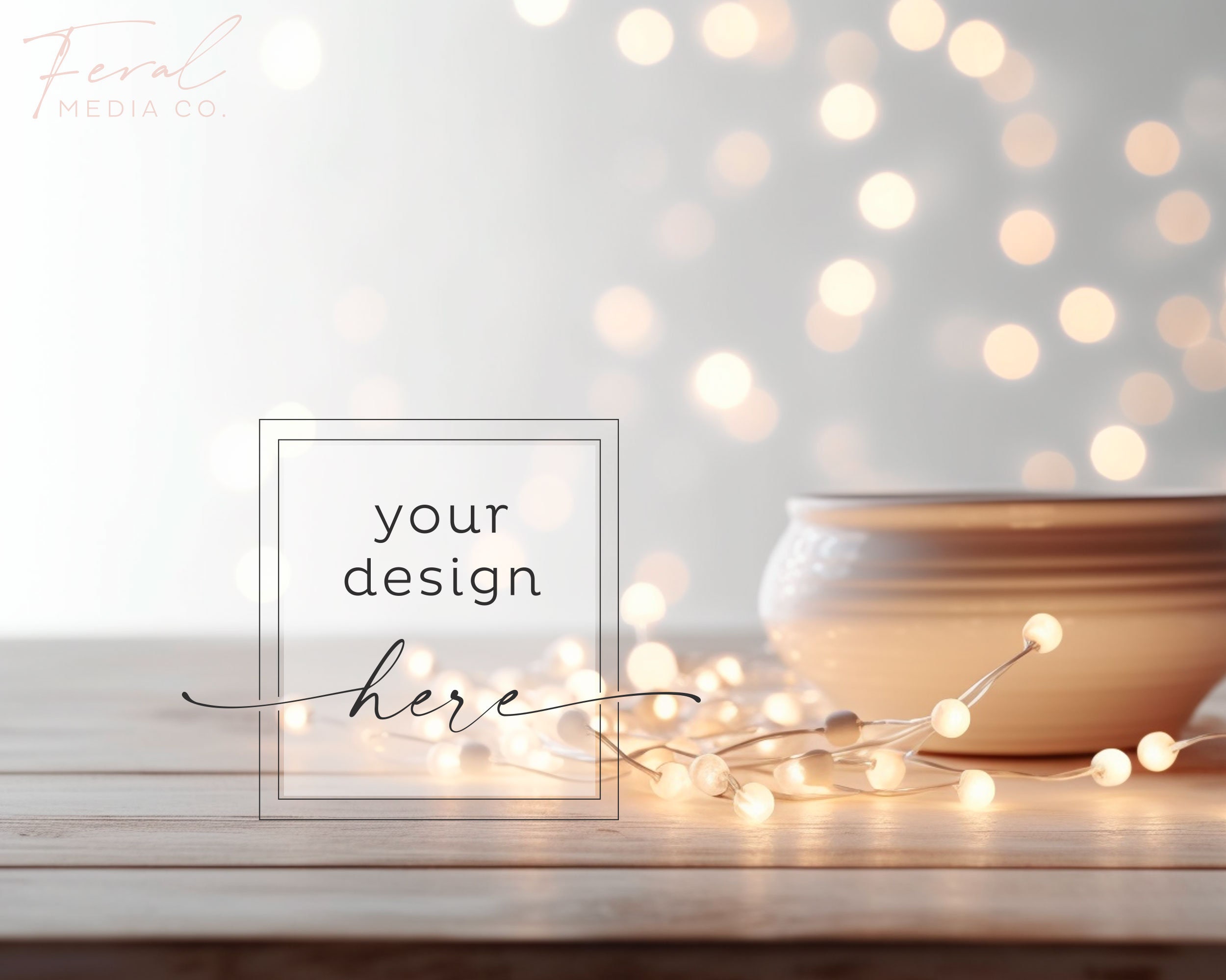 Soft Bokeh Lights Background Product Mockup, Gold White Lights Vase ...