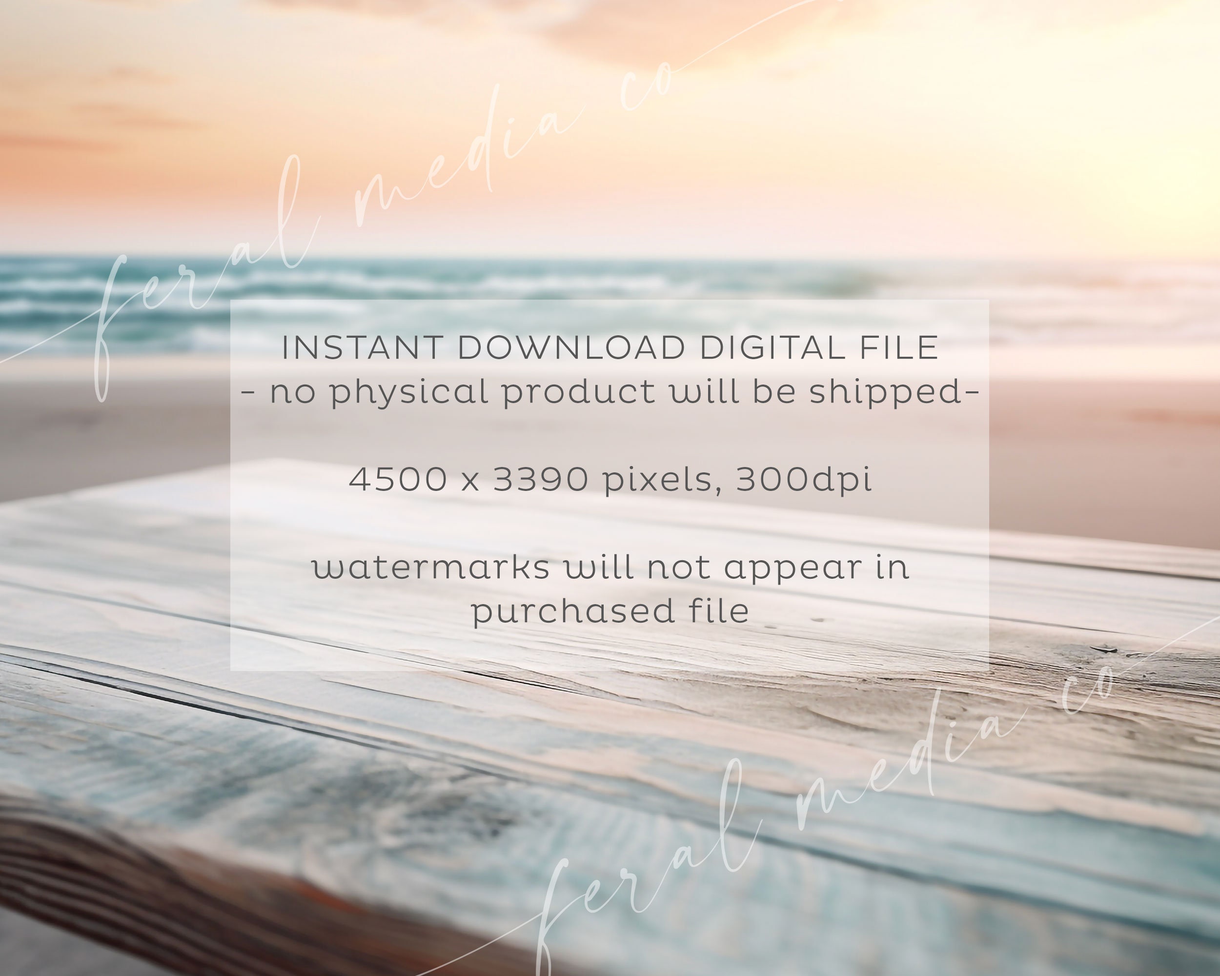 Beach Background Product Mockup, Wood Table Beachy Mockup Styled Stock ...