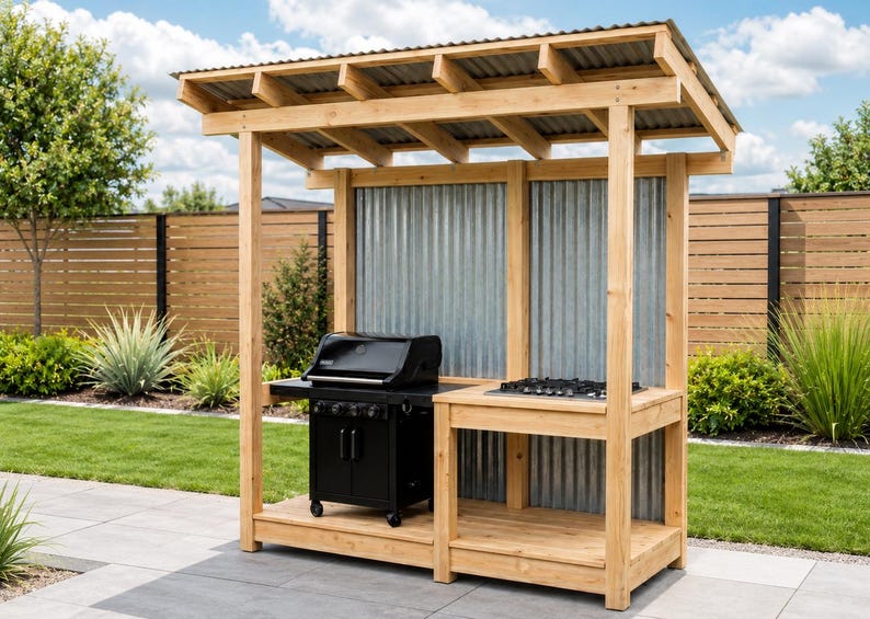 Grill Station Plans, Outdoor Kitchen Woodworking Plans, DIY BBQ Station ...