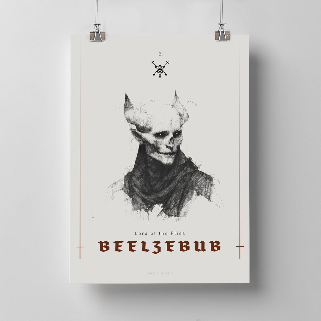 Beelzebub Demon Illustration Poster | Occult Minimal Portrait Art Print ...