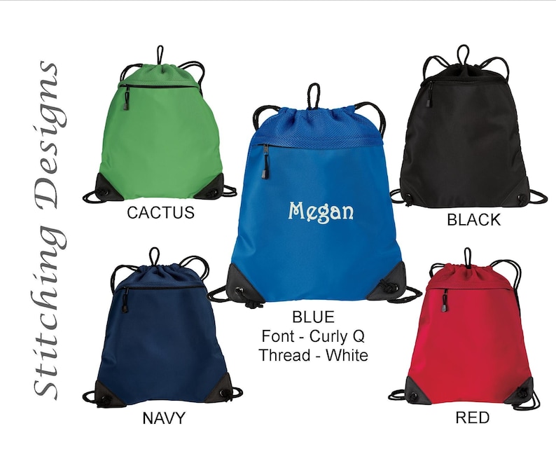 Monogrammed Cinch Backpack, Draw String Backpack, Personalized Backpack ...