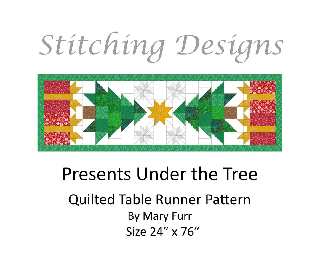 Christmas Table Runner, Presents Under the Tree, Traditional Piecing ...