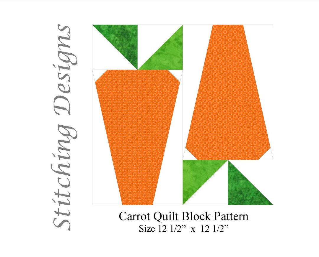 Carrot Quilt Block, Carrot Quilt, Carrot Paper Piecing Block. Only ...