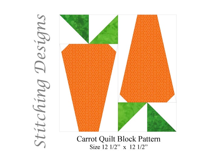 Carrot Quilt Block, Carrot Quilt, Carrot Paper Piecing Block. Only ...