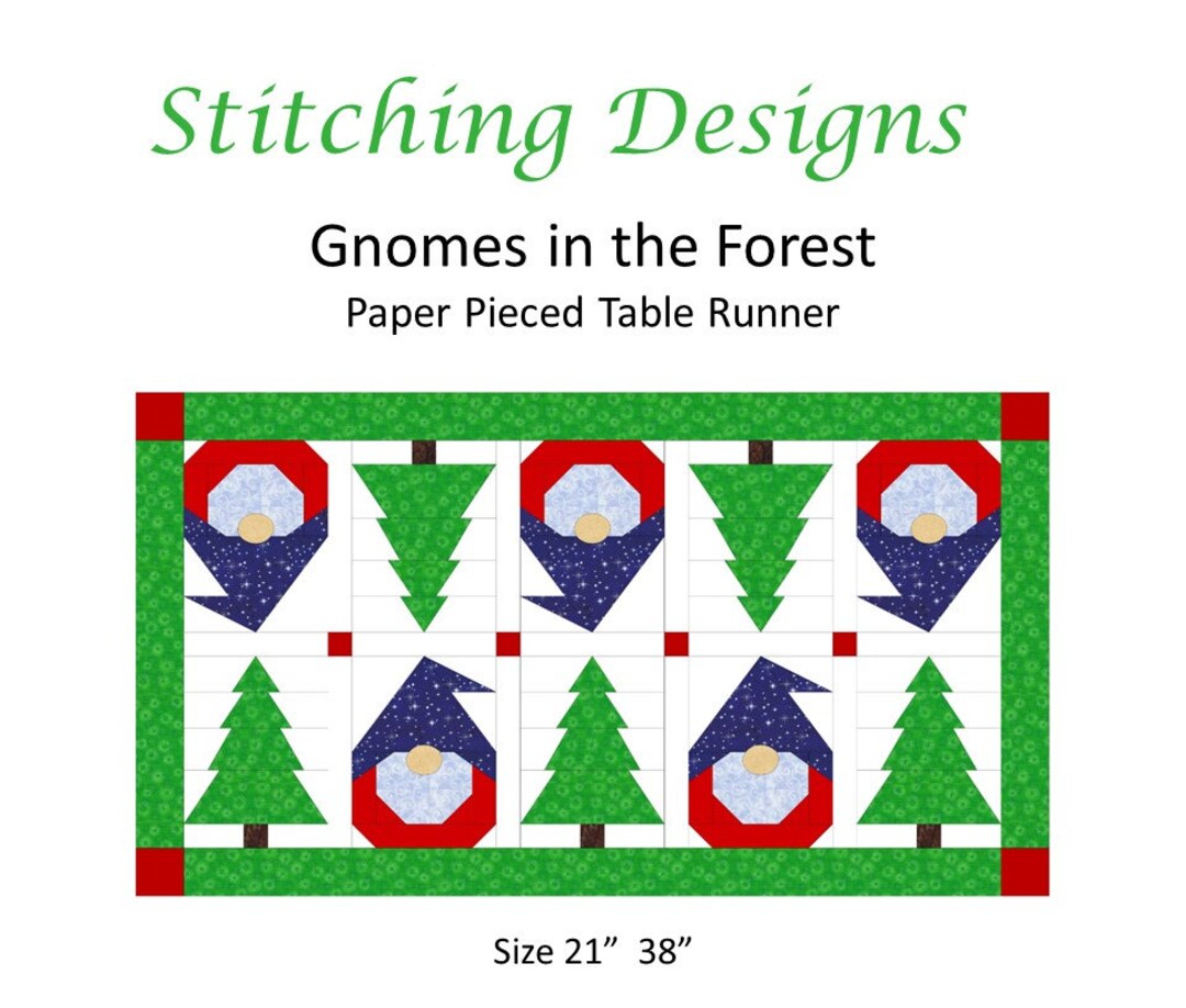 Paper Pieced Table Runner, Christmas Table Runner, Gnomes - Etsy