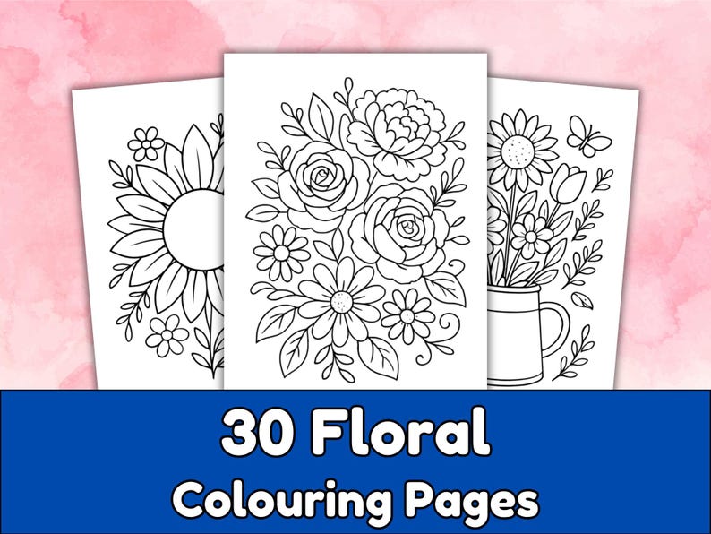 30 Floral Coloring Pages for Kids & Adults | Flower Printable Coloring ...