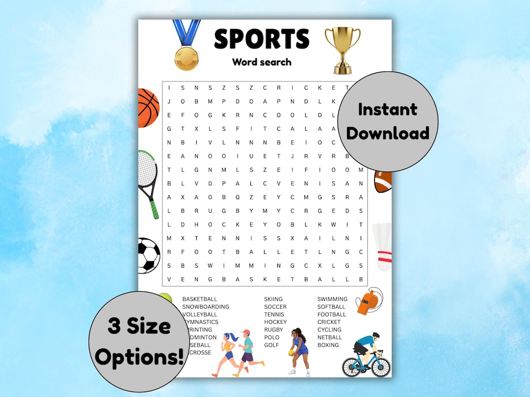 Sports Word Search Printable for Kids | Athletics & Games Activity ...