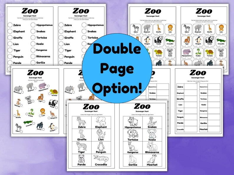 Zoo Scavenger Hunt Printable | Animal Hunt Activity for Kids | Instant ...