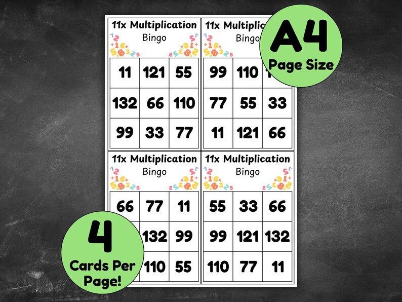 11x Multiplication Bingo Game | Times Tables Practice (digital Download ...