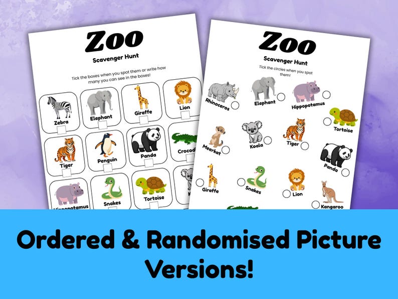 Zoo Scavenger Hunt Printable | Animal Hunt Activity for Kids | Instant ...