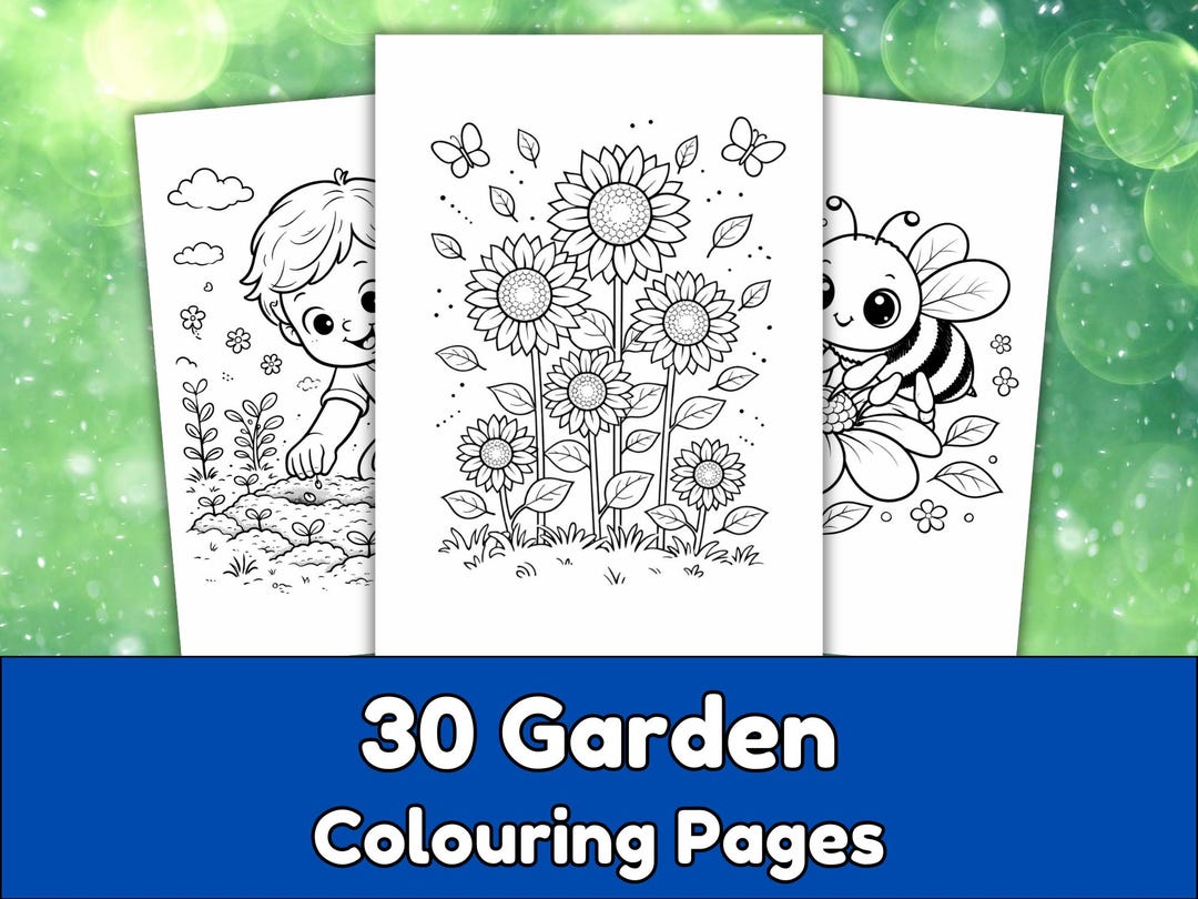 30 Garden Colouring Pages for Kids, Flowers and Nature Scenes (PDF ...