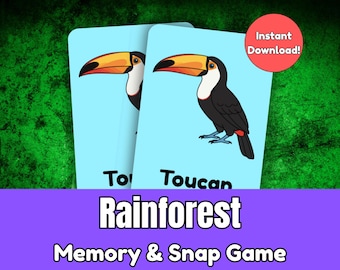 Rainforest Memory Game Printable | Jungle Snap & Matching Cards | 16 ...