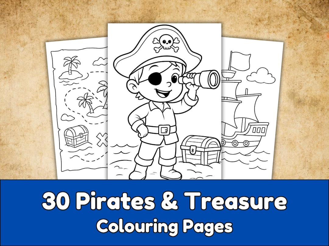 Pirate Coloring Pages for Kids | 30 Printable Adventure Sheets (digital ...