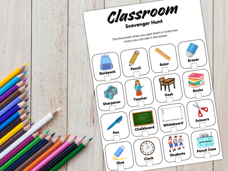 Classroom Scavenger Hunt Printable | Back to School Activity for Kids ...