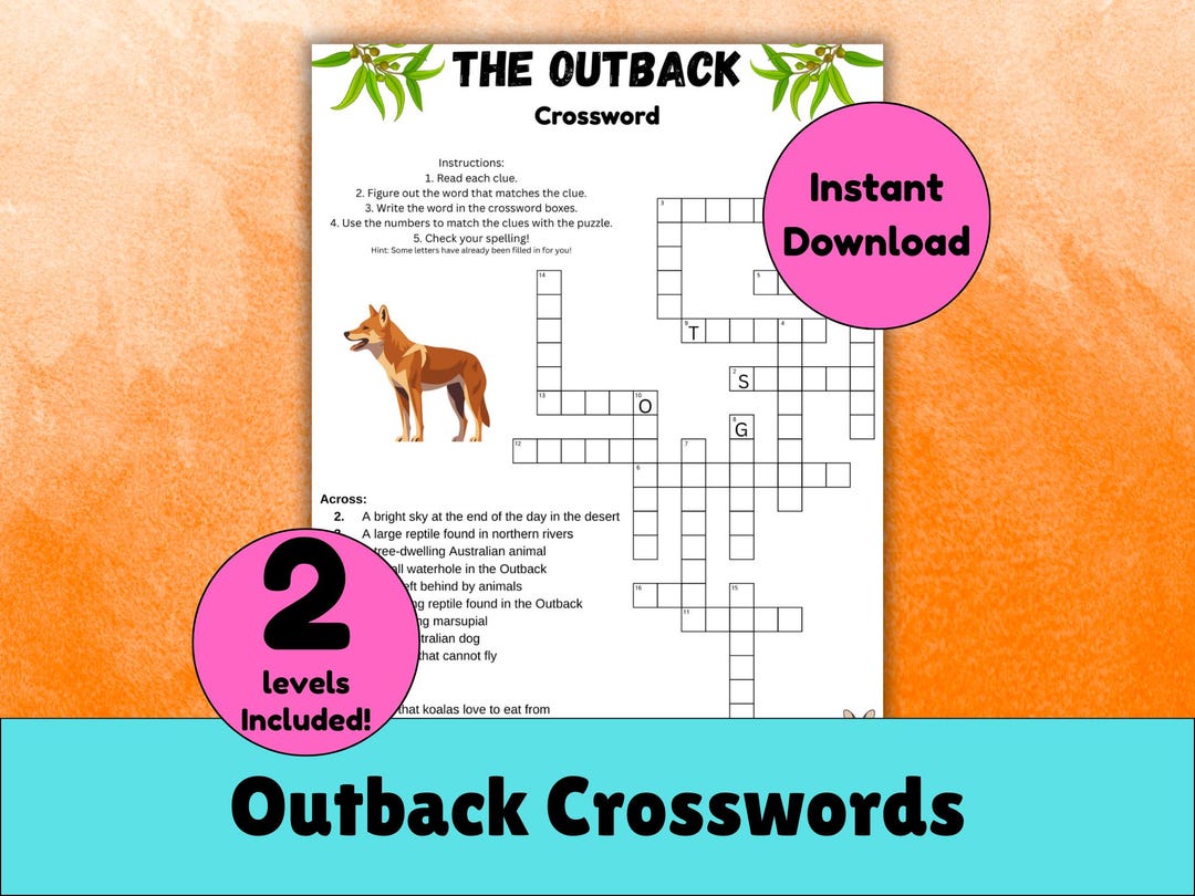 Outback Australia Crosswords for Kids | Easy & Hard Outback Crossword ...