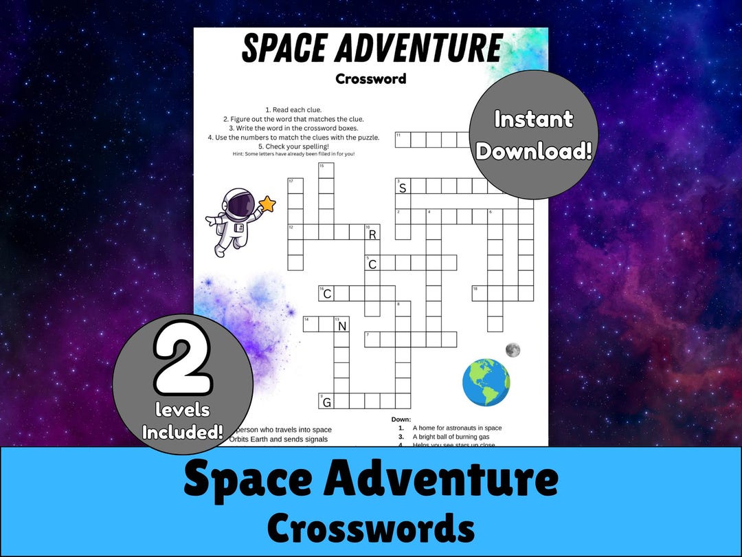 Space Adventure Crosswords for Kids | Easy & Hard Space Crossword ...