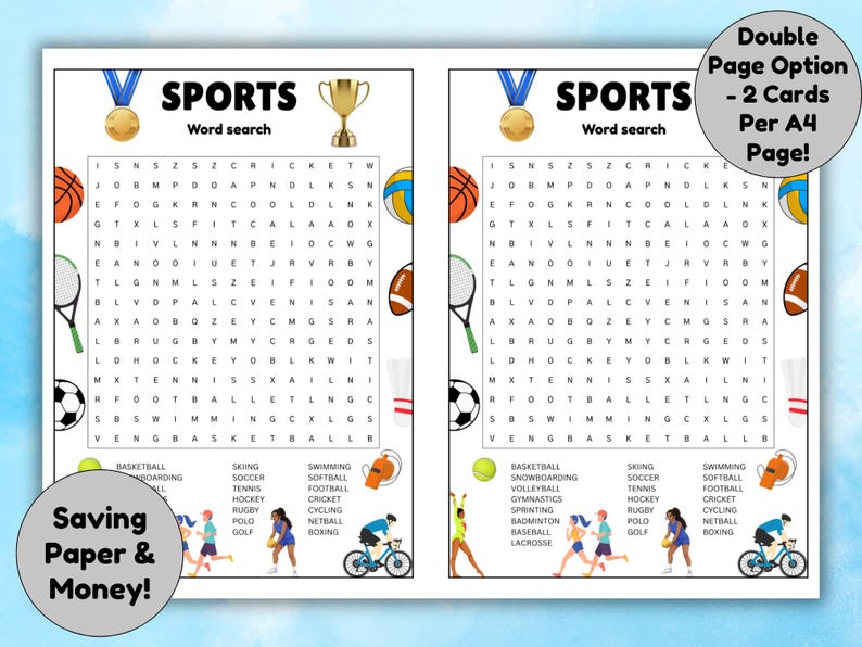Sports Word Search Printable for Kids | Athletics & Games Activity ...