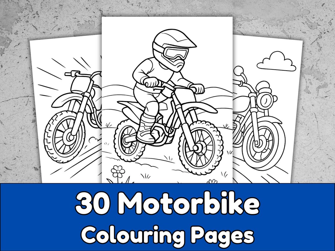 Motorbike Coloring Pages for Kids | 30 Bike & Dirt Bike Sheets (digital ...