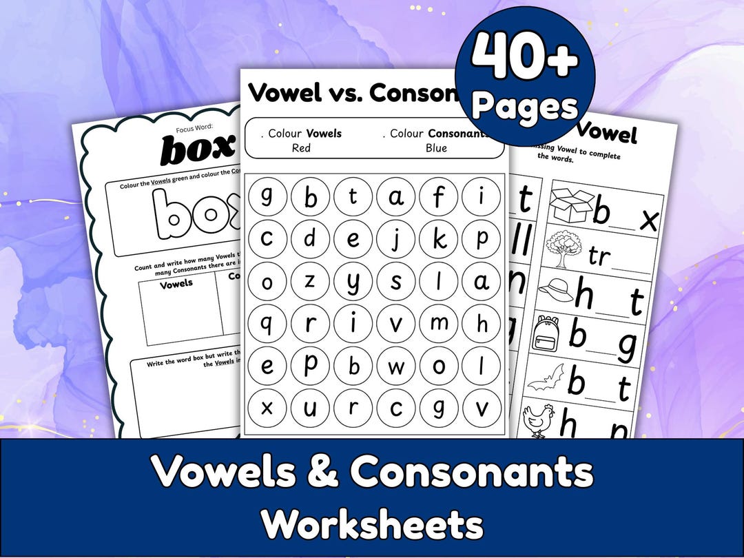 Phonics Worksheets | Vowels and Consonants Activities (digital Download ...