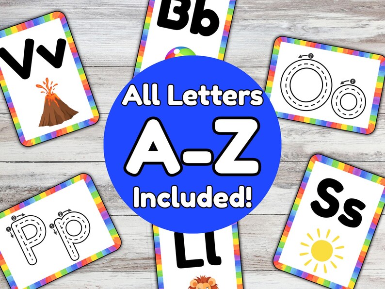 Alphabet Flashcards Bundle | ABC Printable Flash Cards & Letter Tracing ...