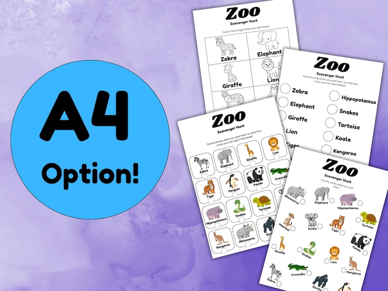 Zoo Scavenger Hunt Printable | Animal Hunt Activity for Kids | Instant ...