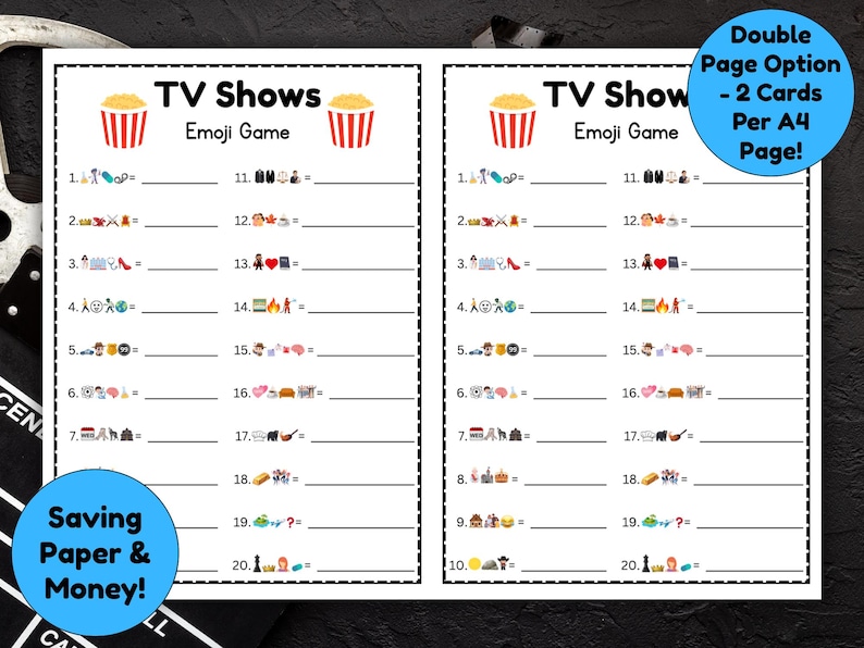 TV Show Emoji Game | Guess Show Quiz, Party Activity (instant Download ...