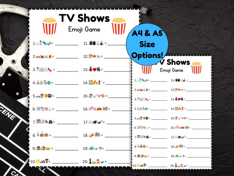 TV Show Emoji Game | Guess Show Quiz, Party Activity (instant Download ...