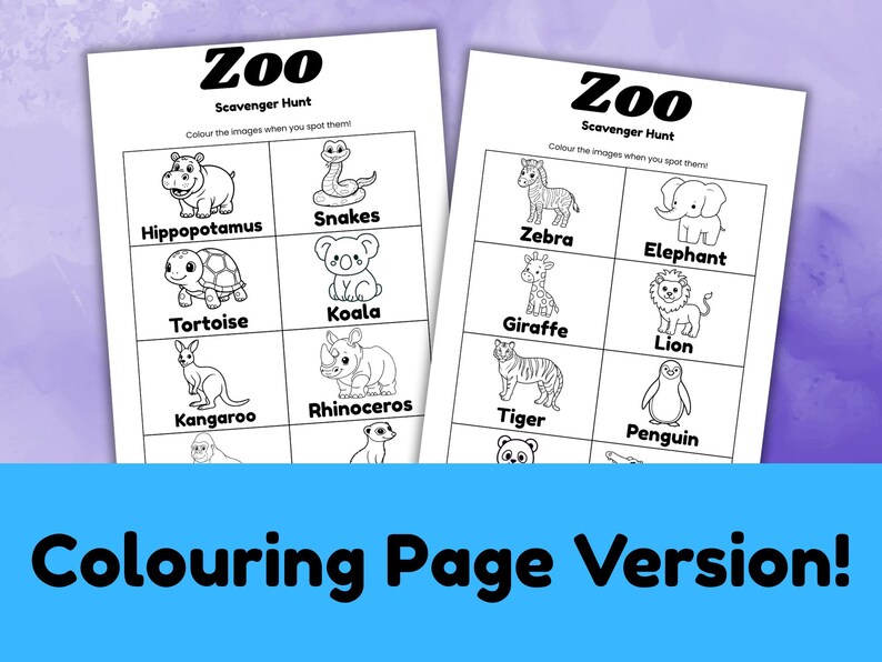 Zoo Scavenger Hunt Printable | Animal Hunt Activity for Kids | Instant ...