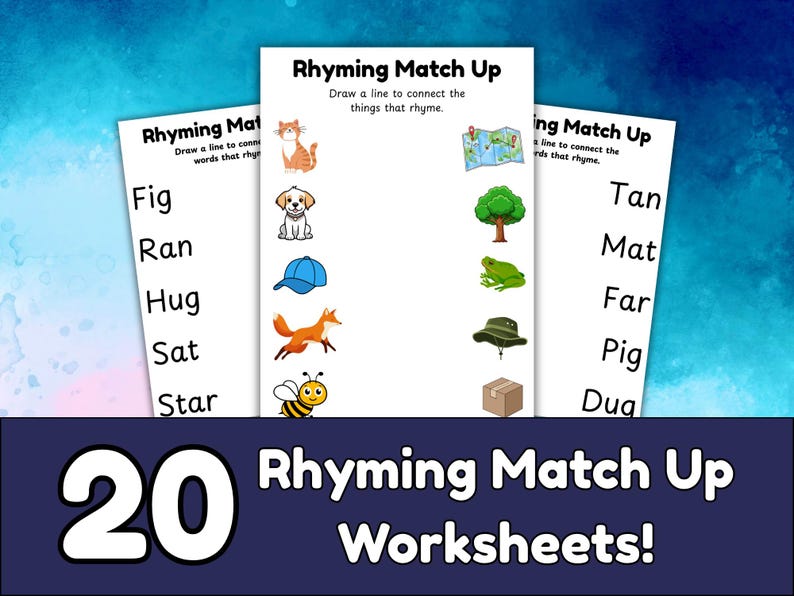 Rhyming Words Activity Bundle | 50 Printable Worksheets (digital ...