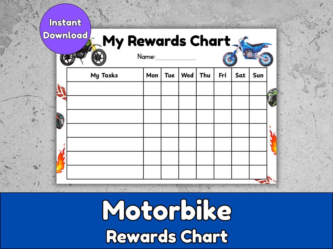 Motorbike Rewards Chart | Kids Behavior Tracker (digital Download) - Etsy