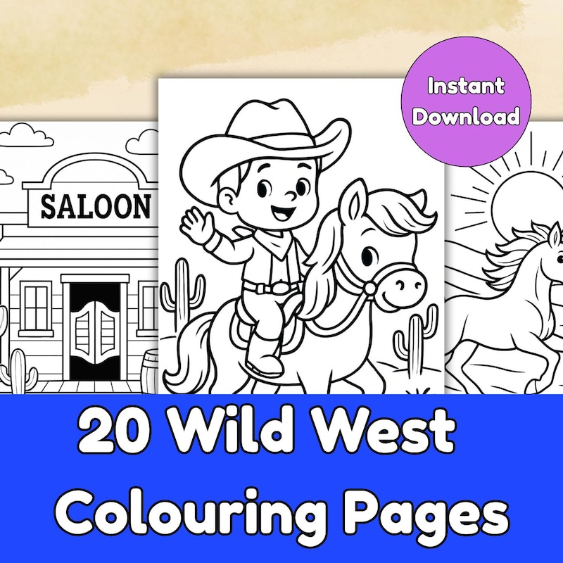 Coloring Pages Cowgirl - Etsy