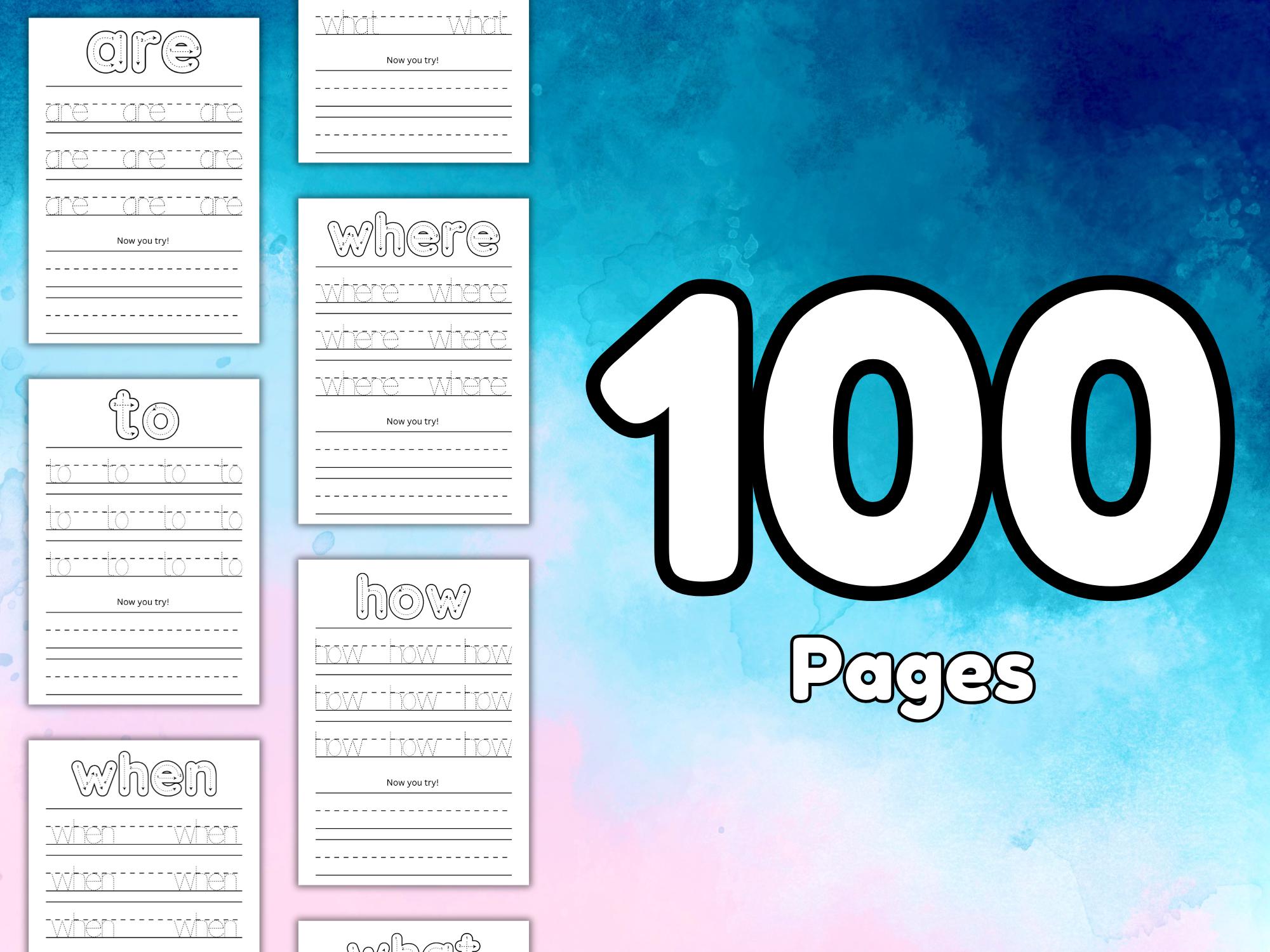 100 Sight Word Tracing Worksheets | High-frequency Words for Preschool ...