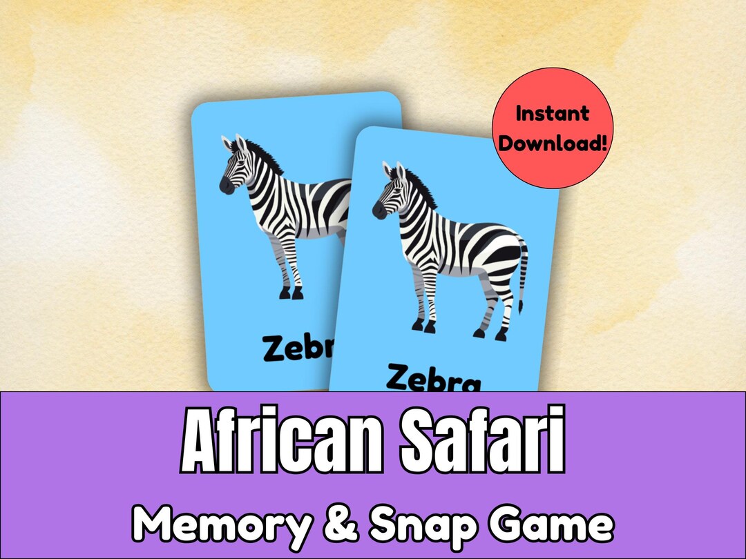 African Safari Memory Game Printable | Safari Animals Snap & Matching ...