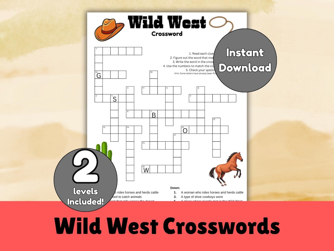Wild West Crosswords for Kids | Easy & Hard Western Crossword Puzzle ...