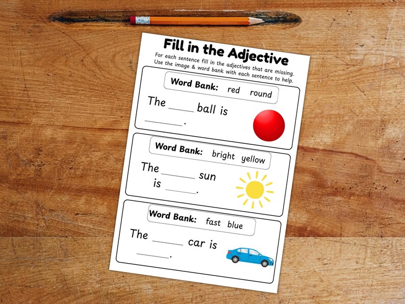 Adjectives Worksheets for Kids | Printable Grammar Activities ...