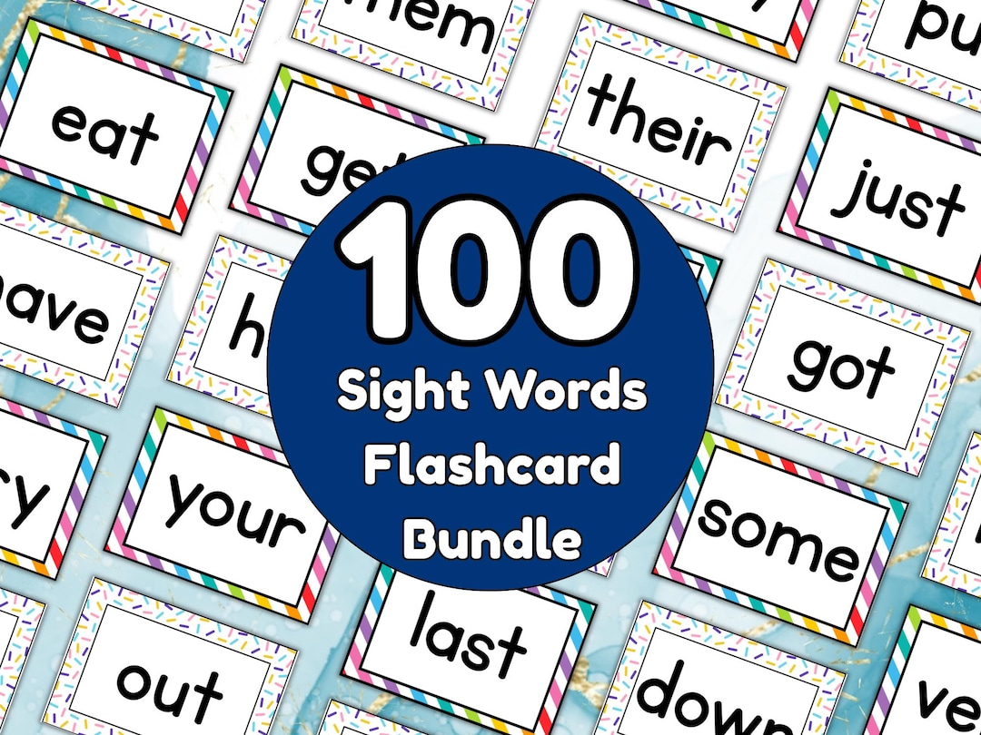 100 Sight Word Flashcards | Printable Learning Cards (2 Designs & Sizes ...