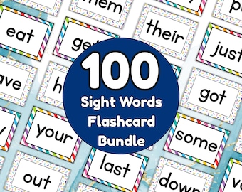 100 Sight Word Flashcards | Printable Learning Cards (2 Designs & Sizes ...