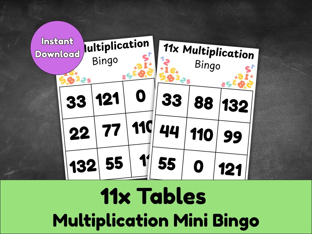 11x Multiplication Bingo Game | Times Tables Practice (digital Download ...
