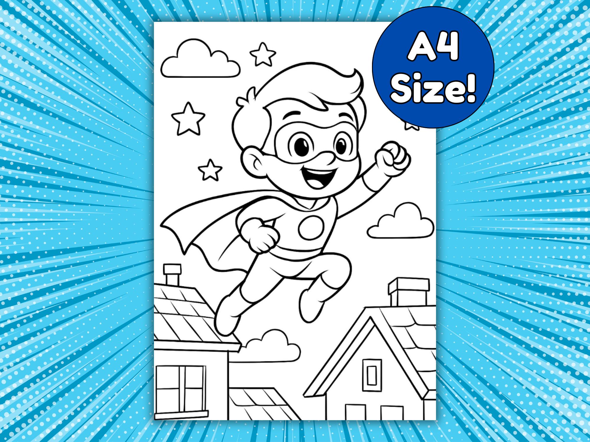 30 Superhero Kids Colouring Pages | Printable PDF Activity (instant ...