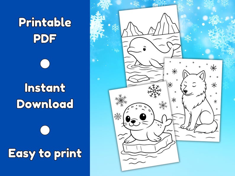 Arctic Animals Coloring Pages | 30 Winter Polar Designs (digital ...