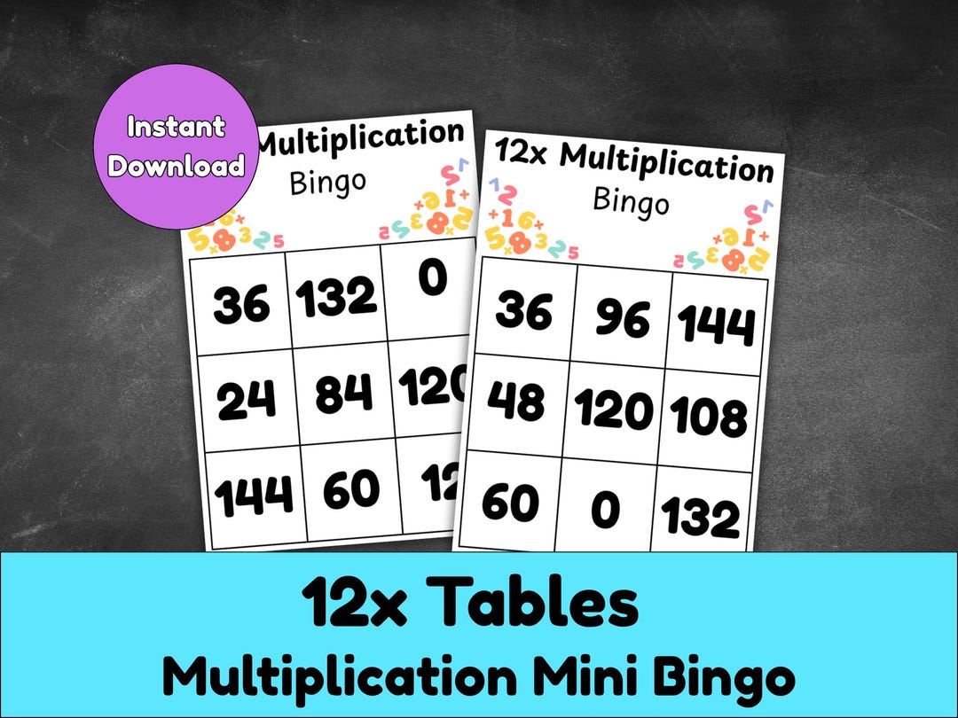 12x Multiplication Bingo Game | Times Tables Practice (digital Download ...