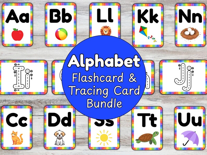 Alphabet Flashcards Bundle | ABC Printable Flash Cards & Letter Tracing ...