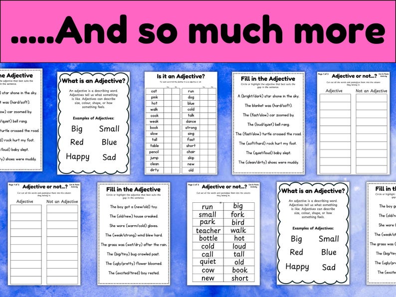Adjectives Worksheets for Kids | Printable Grammar Activities ...