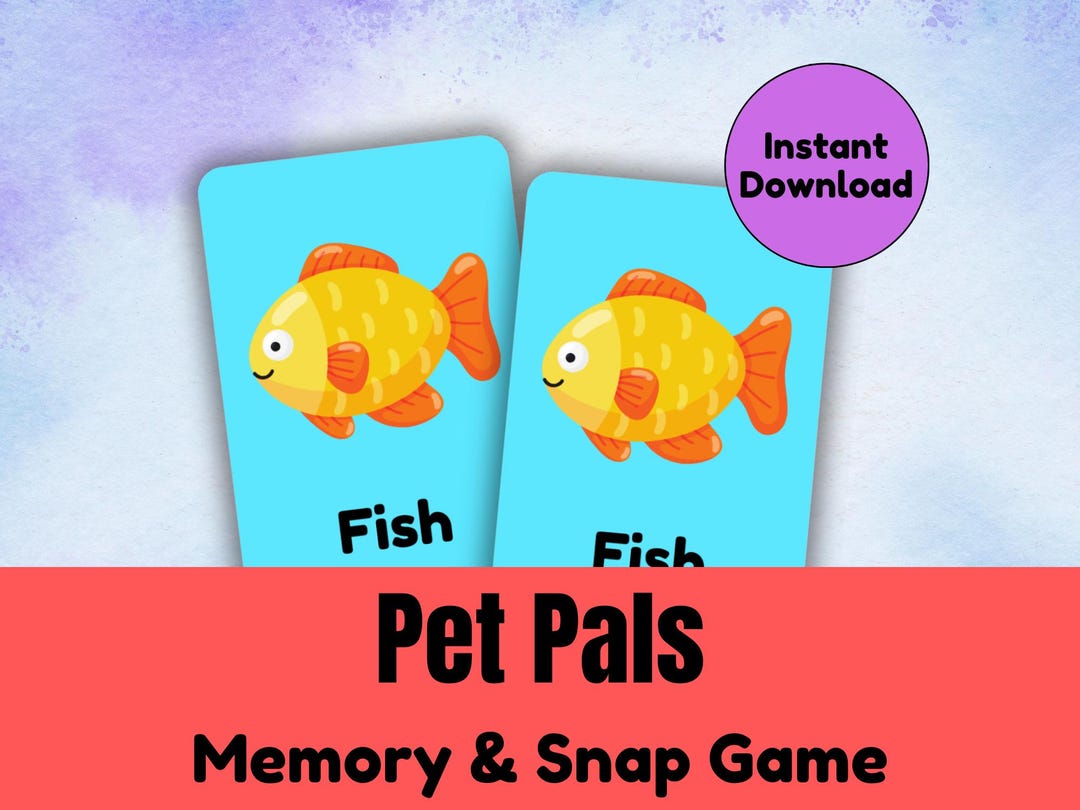 Pet Pals Memory Game Printable | Animal Snap & Matching Cards | 20 ...