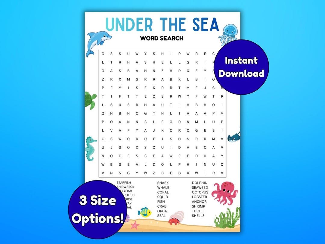 Under the Sea Word Search Printable for Kids | Ocean-themed Activity ...