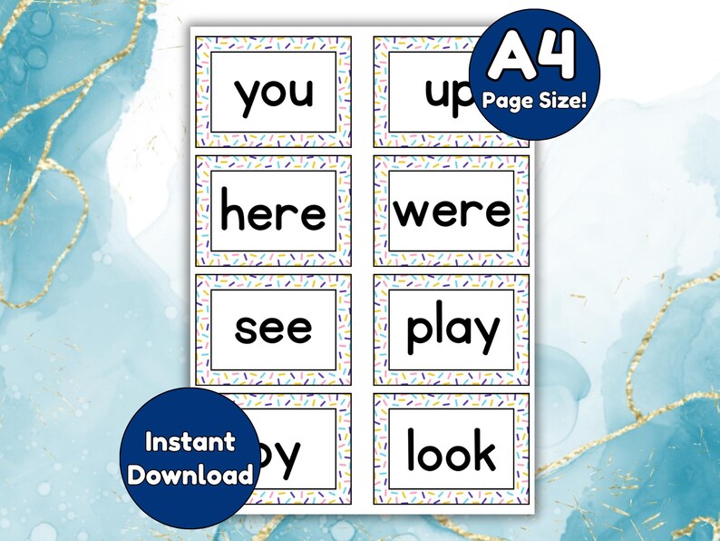 100 Sight Word Flashcards | Printable Learning Cards (2 Designs & Sizes ...