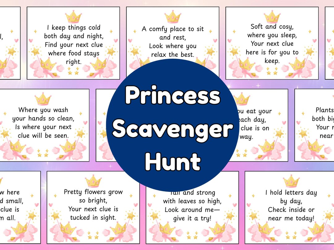 Princess Scavenger Hunt Game | Kids Birthday Party Activity (PDF ...