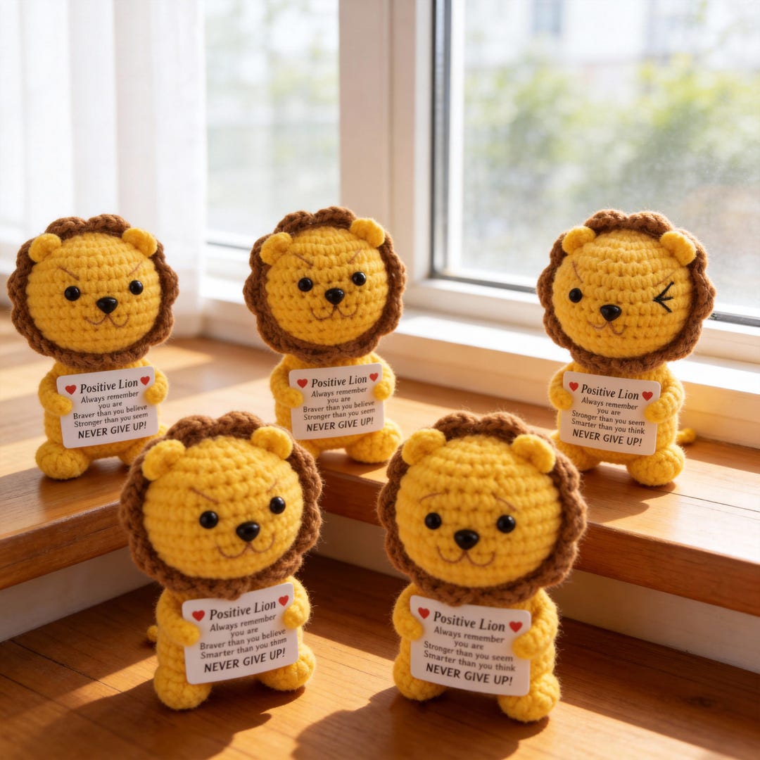Emotional Support Crochet Lion, Positive Gift, Never Give Up, Anxiety ...