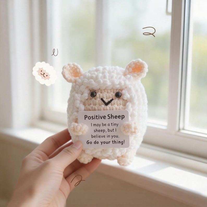 Emotional Support Crochet Sheep, Positive Gift, Cute Lamb Doll, Anxiety ...