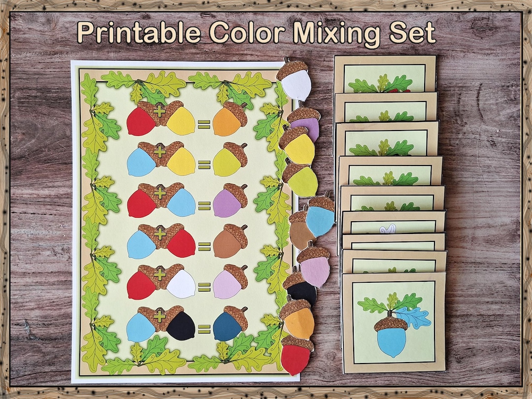 Color Mixing Printable Set Play Based Learning Posters Cards Worksheets ...